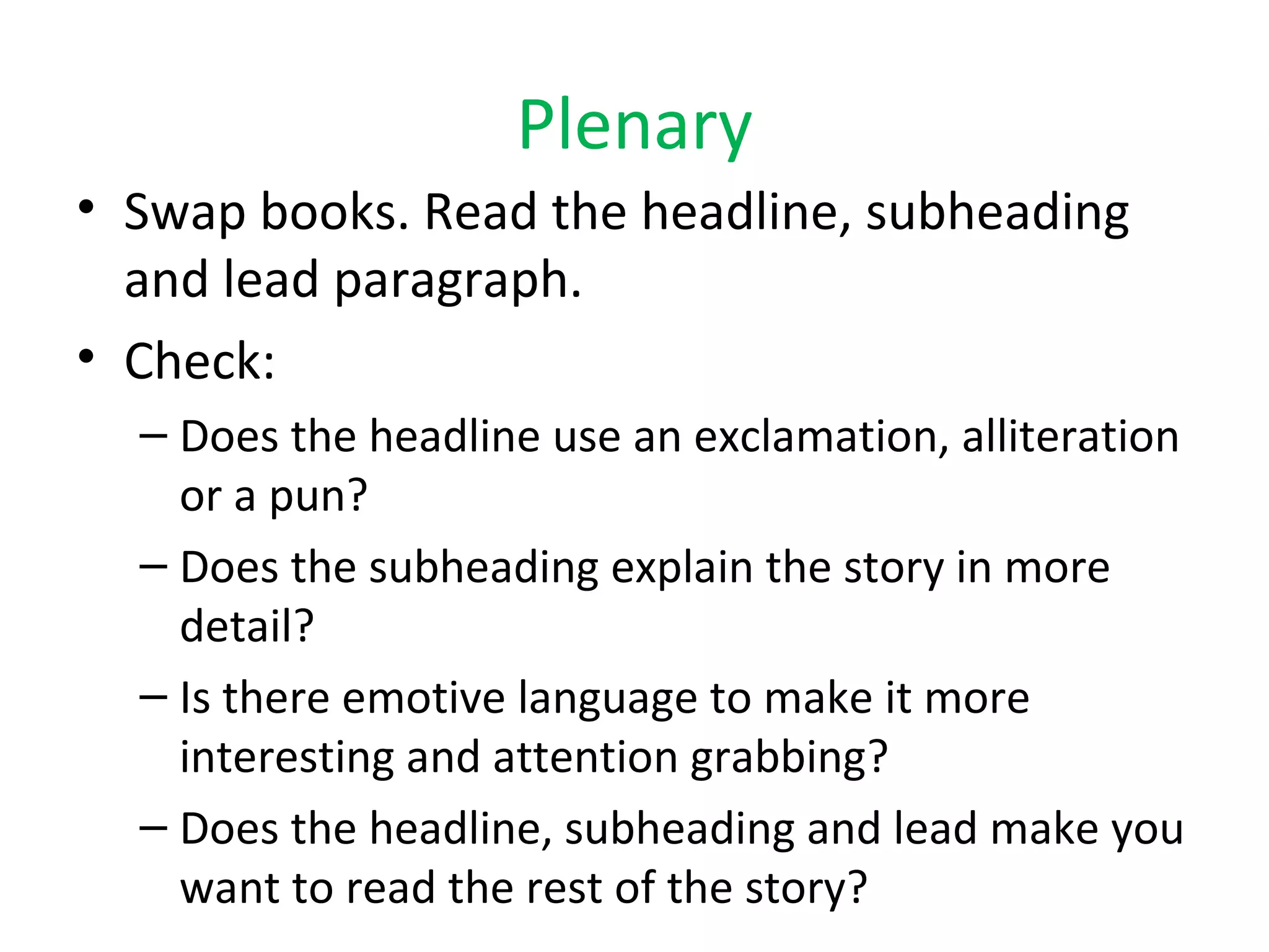 Newspaper headlines and leads | PPT