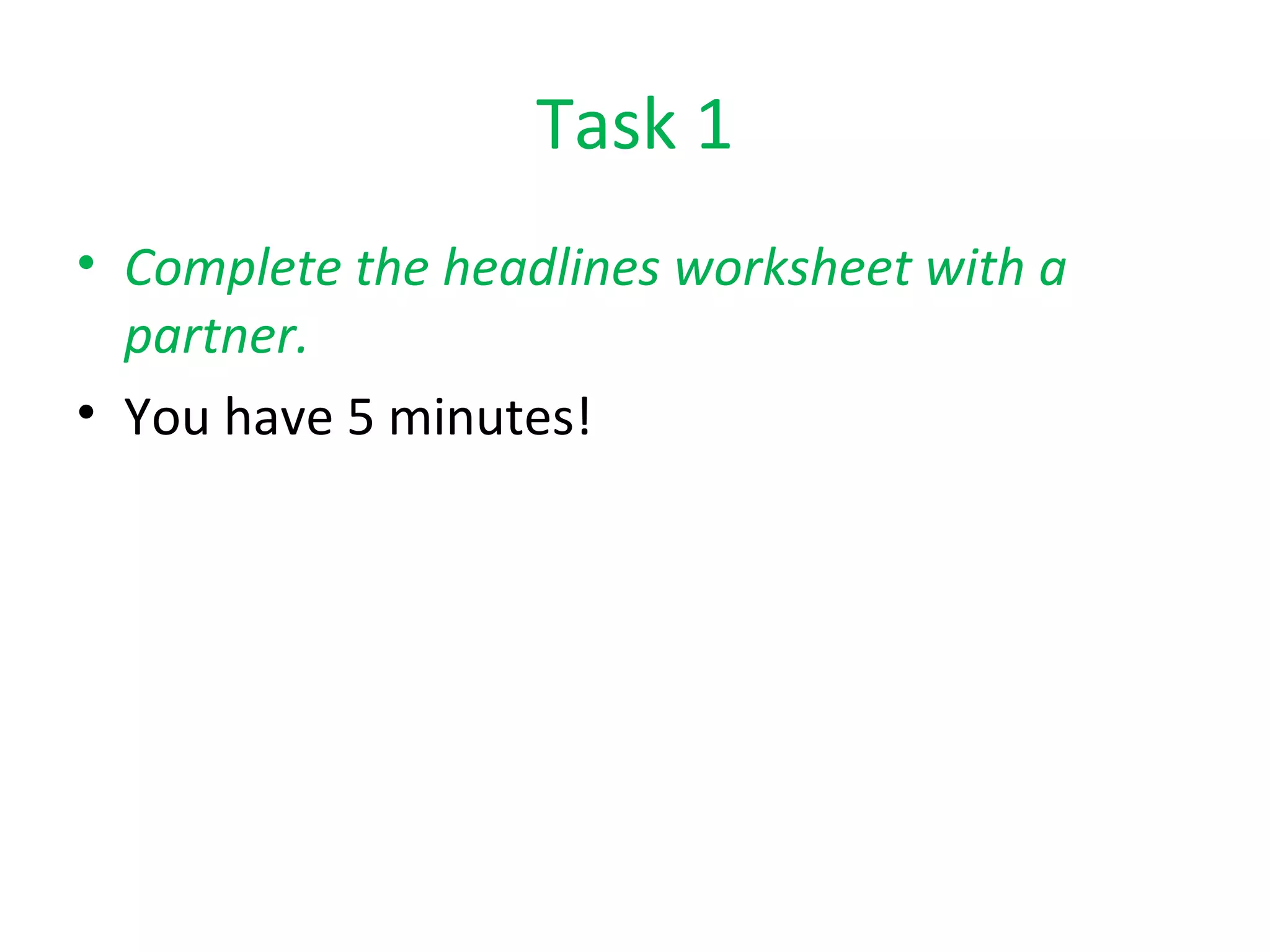 Newspaper headlines and leads | PPT