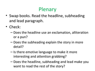 Newspaper headlines and leads | PPT