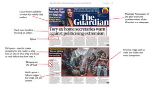 Brief 2 codes and conventions of the Guardian | PPT
