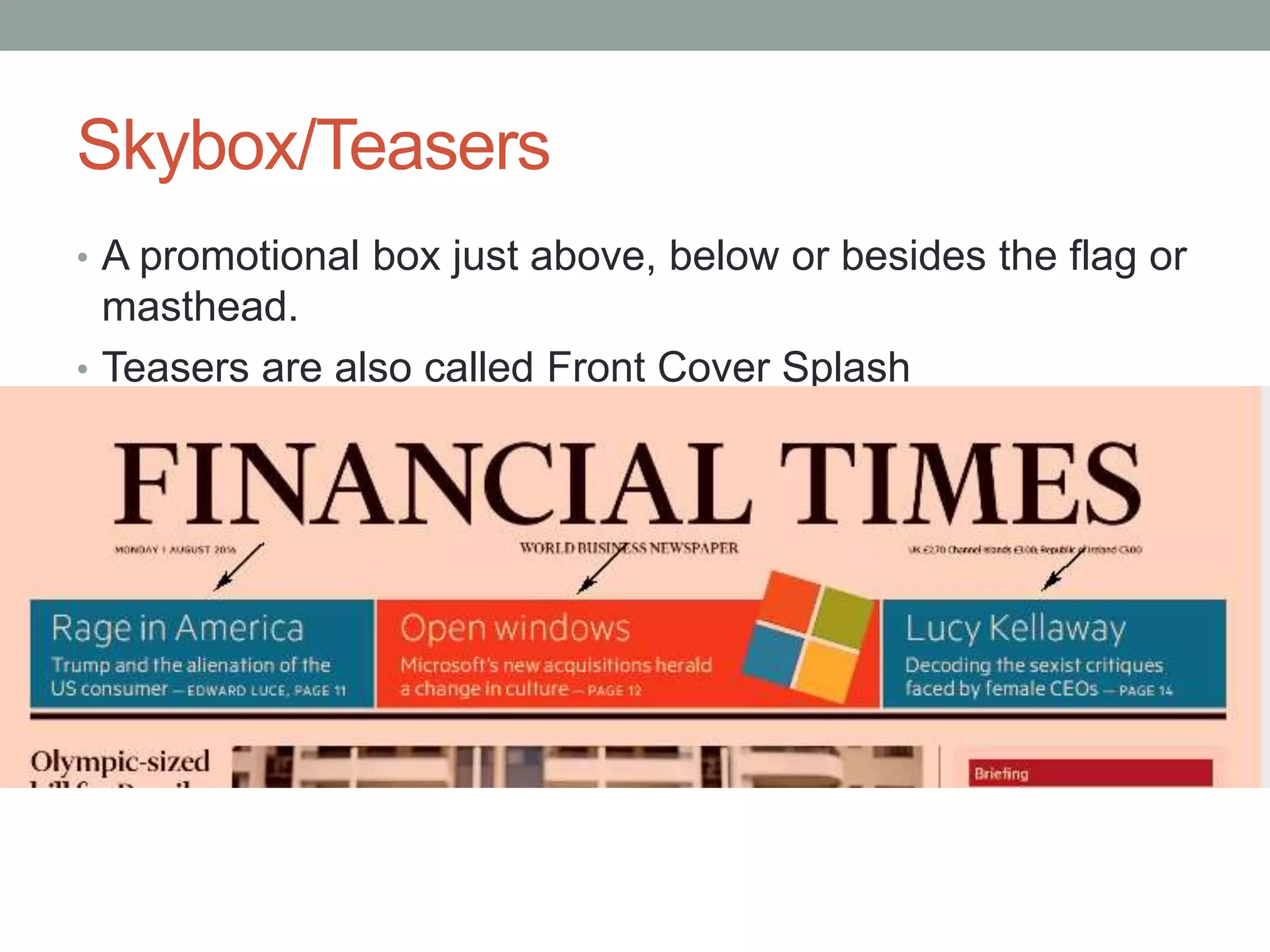 Newspaper: Layout and Features of Front Page | PPTX