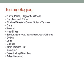 Newspaper: Layout and Features of Front Page | PPTX