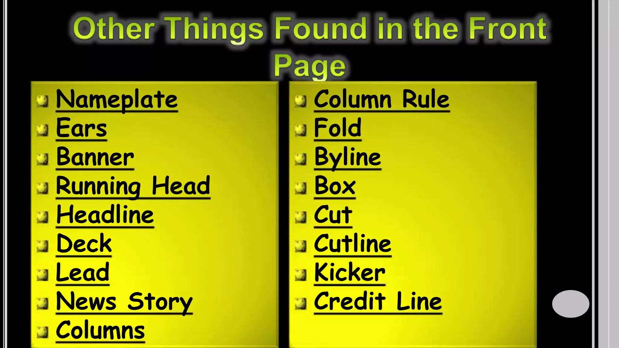 Newspaper parts | PPT