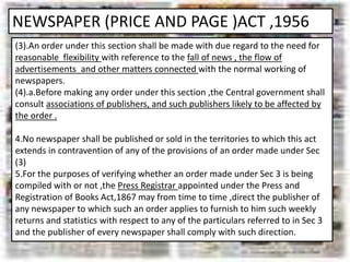 Newspaper price and page act,1956 | PPTX