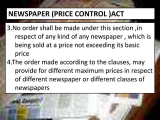 Newspaper price control act | PPTX