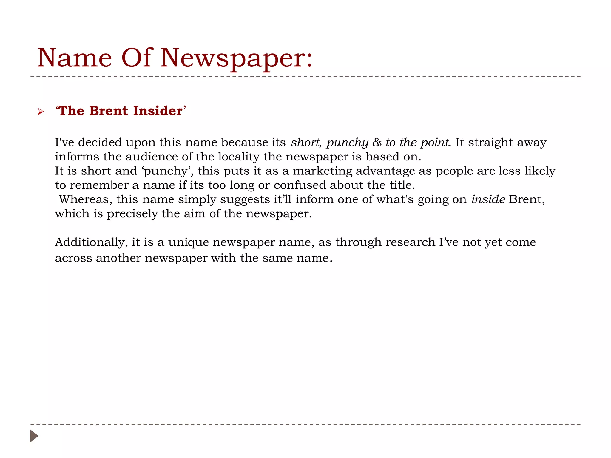 Newspaper proposal | PPT