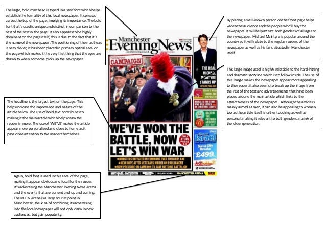 Newspaper Front Cover Analysis