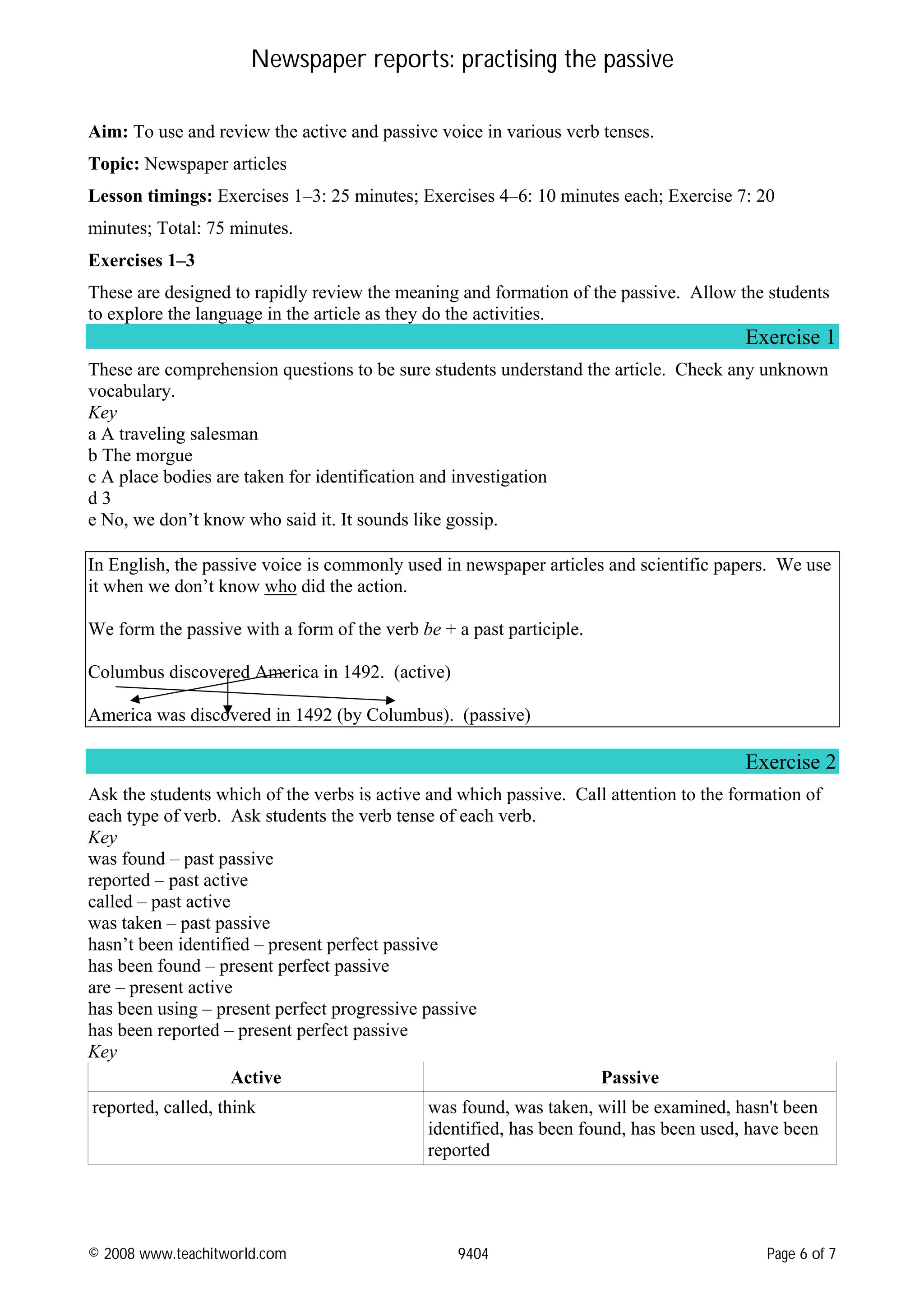 Newspaper Reports: Passive Voice | PDF