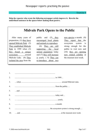 Newspaper Reports: Passive Voice | PDF | Crime & Harmful Acts to ...