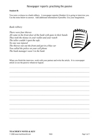 Newspaper Reports: Passive Voice | PDF