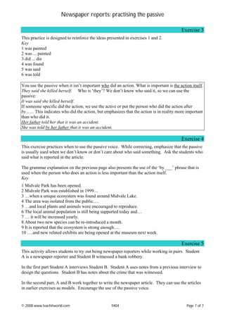 Newspaper Reports: Passive Voice | PDF | Crime & Harmful Acts to ...