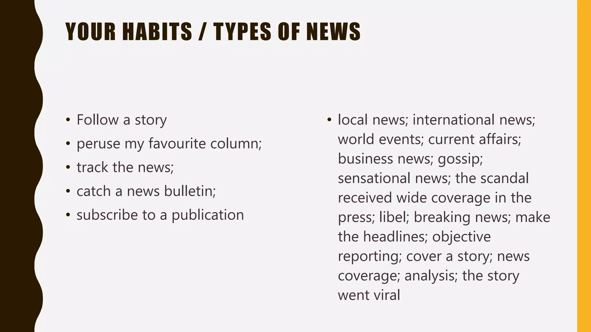 Newspapers vocabulary | PPTX