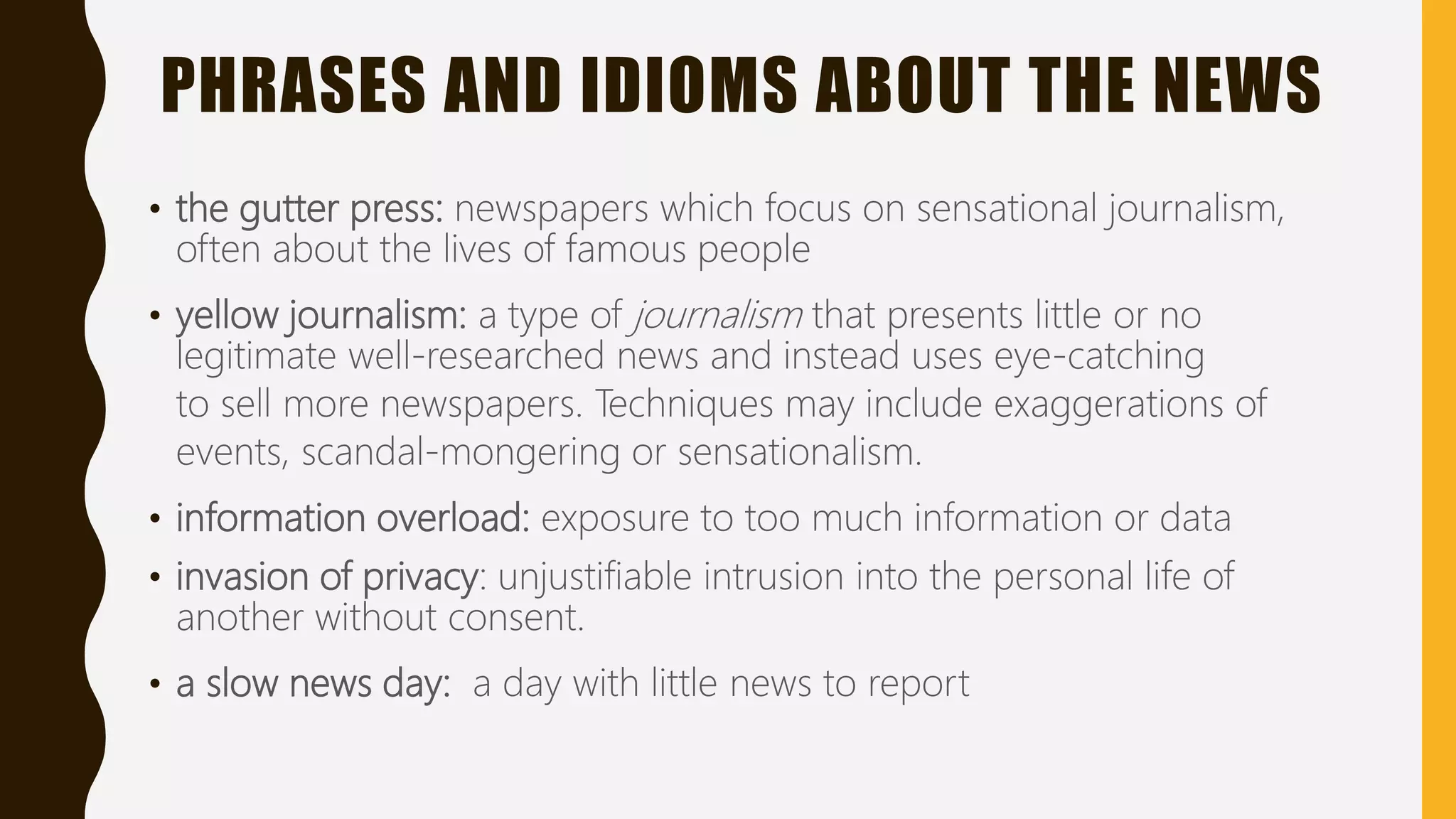 Newspapers vocabulary | PPTX