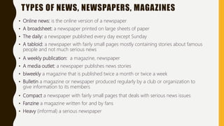 Newspapers vocabulary | PPTX