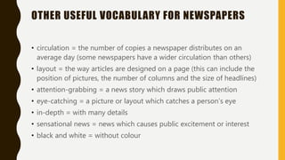 Newspapers vocabulary | PPTX