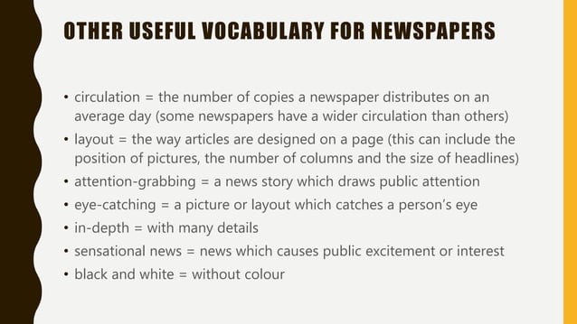 Newspapers vocabulary | PPTX