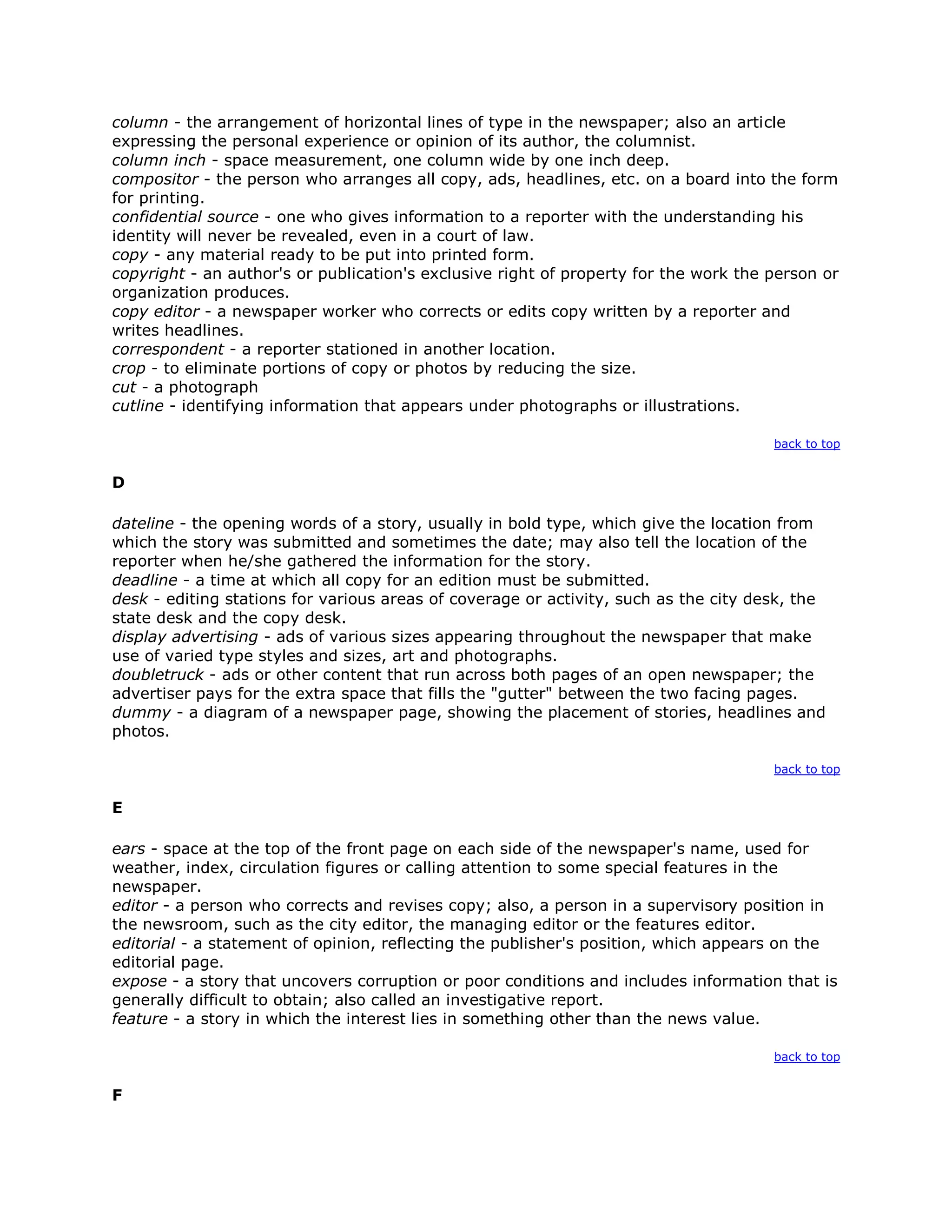 Newspaper terms | DOCX