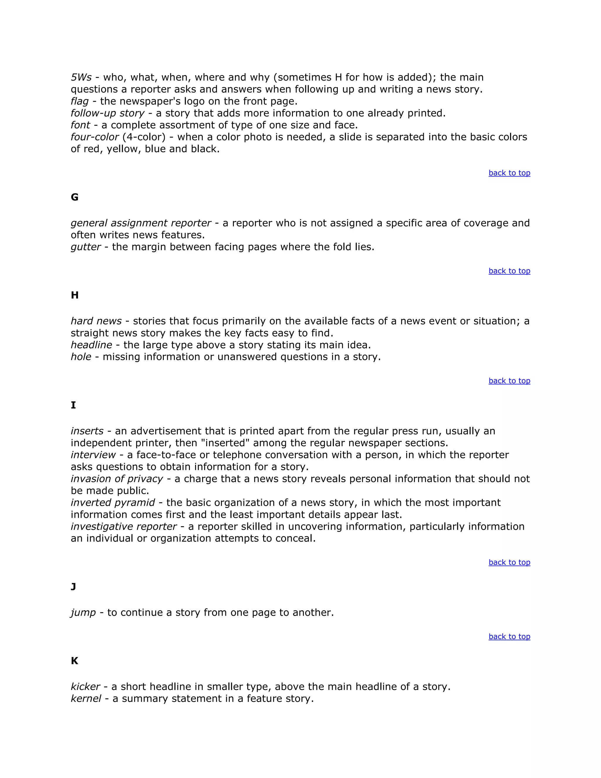 Newspaper terms | PDF