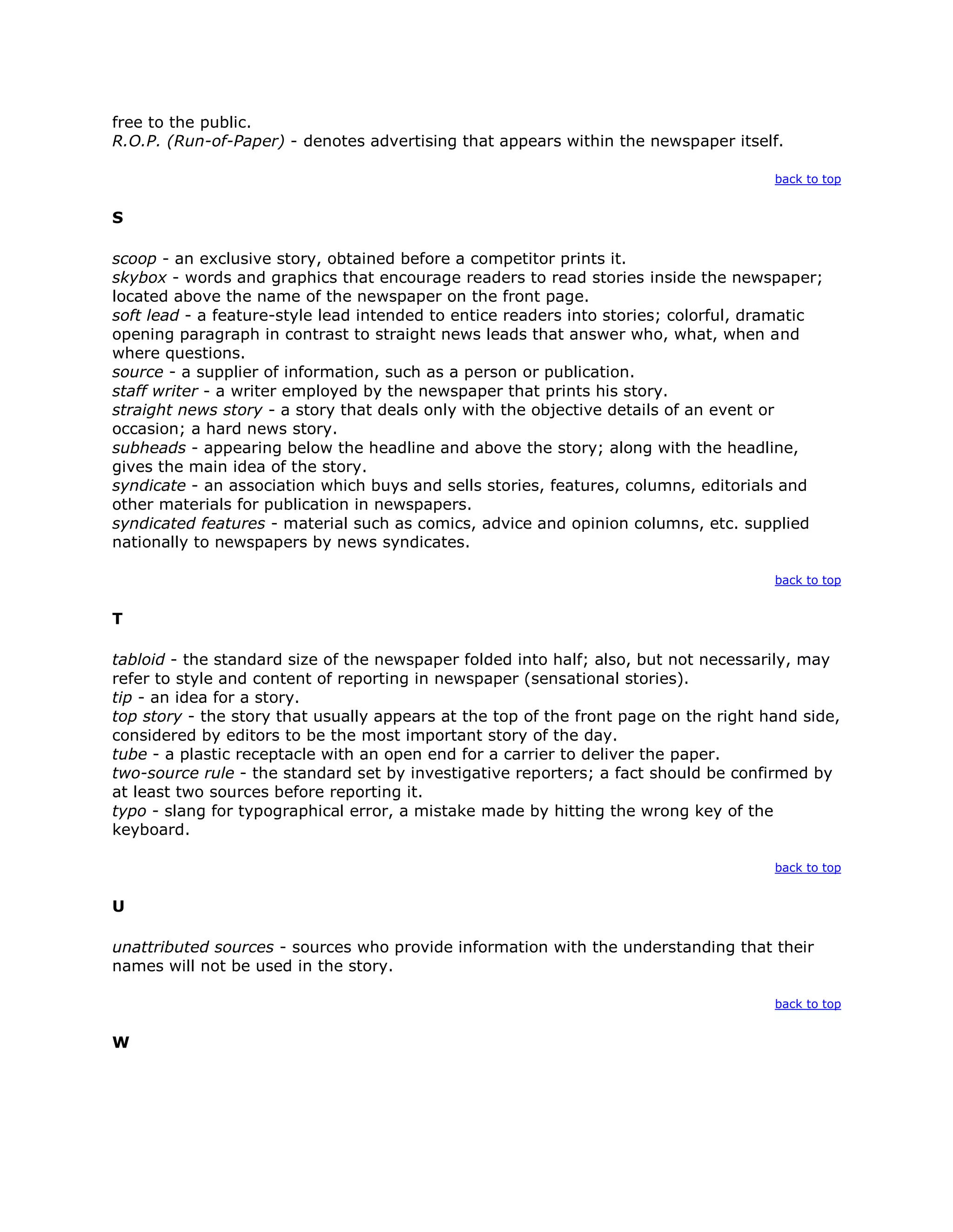 Newspaper terms | DOCX