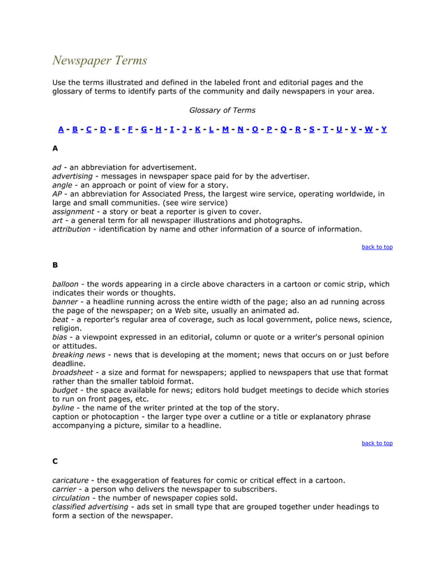 Newspaper terms | DOCX