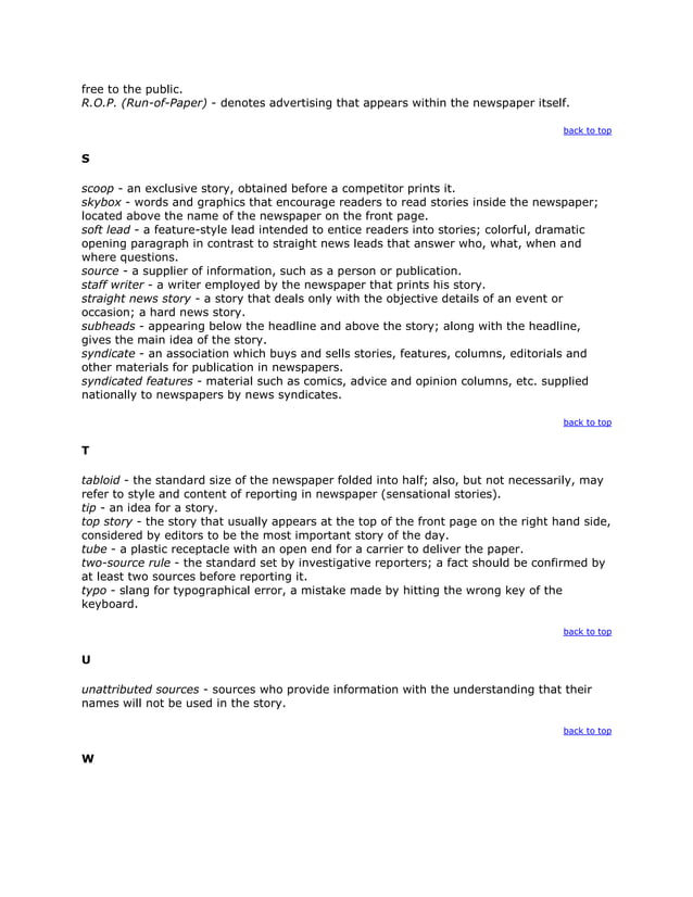 Newspaper terms | PDF