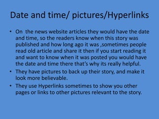 Newspaper website article | PPTX | Social Networking | Internet