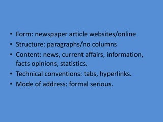 Newspaper website article | PPTX