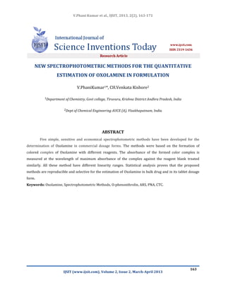 New spectrophotometric methods for the quantitative estimation of ...