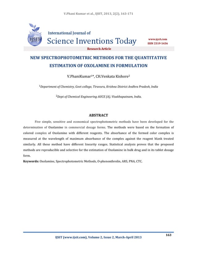 New spectrophotometric methods for the quantitative estimation of ...