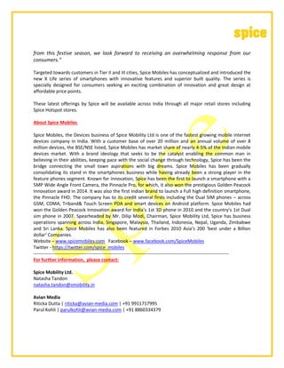 New spice mobile phones | PDF
