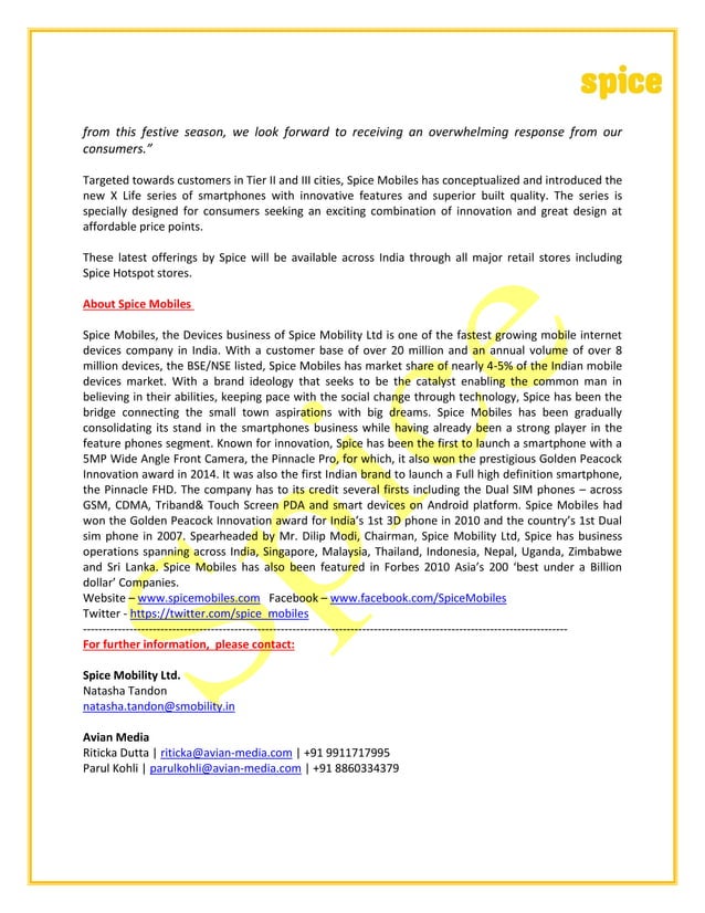New spice mobile phones | PDF