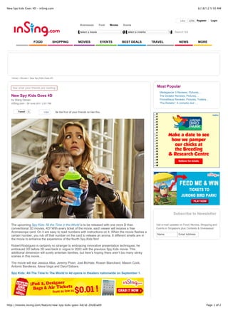 New Spy Kids Goes 4 D In Sing.Com