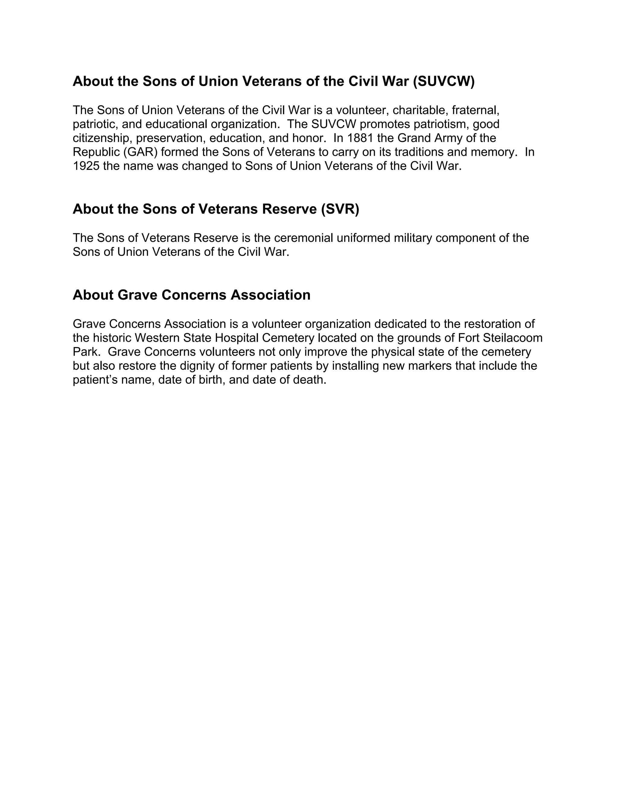 News release union civil war veterans’ headstone dedication | PDF