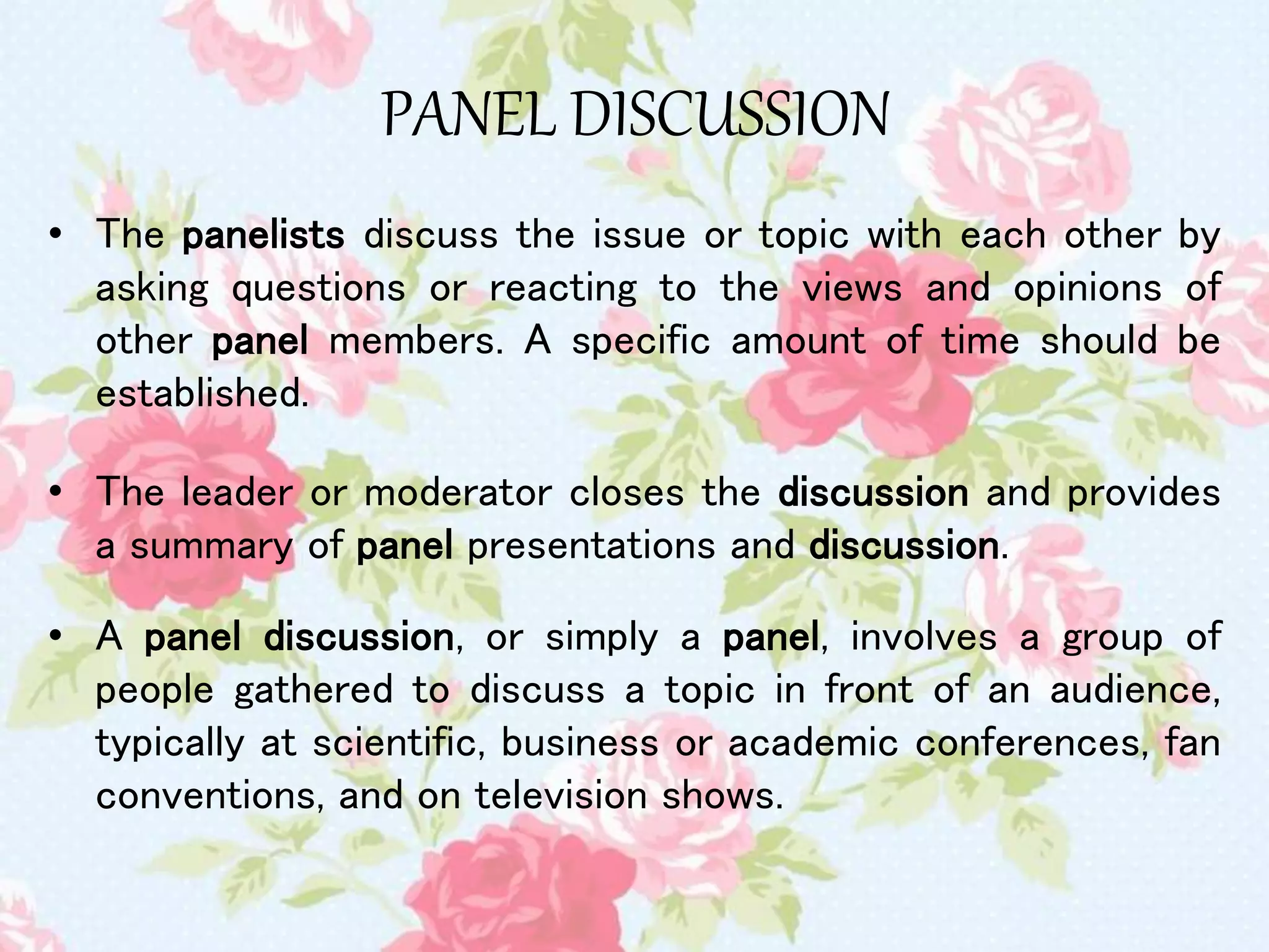News reports, Speeches and Panel Discussion | PPTX