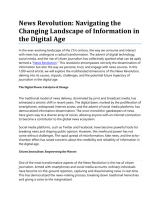 News Revolution: Navigating the Changing Landscape of Information in ...