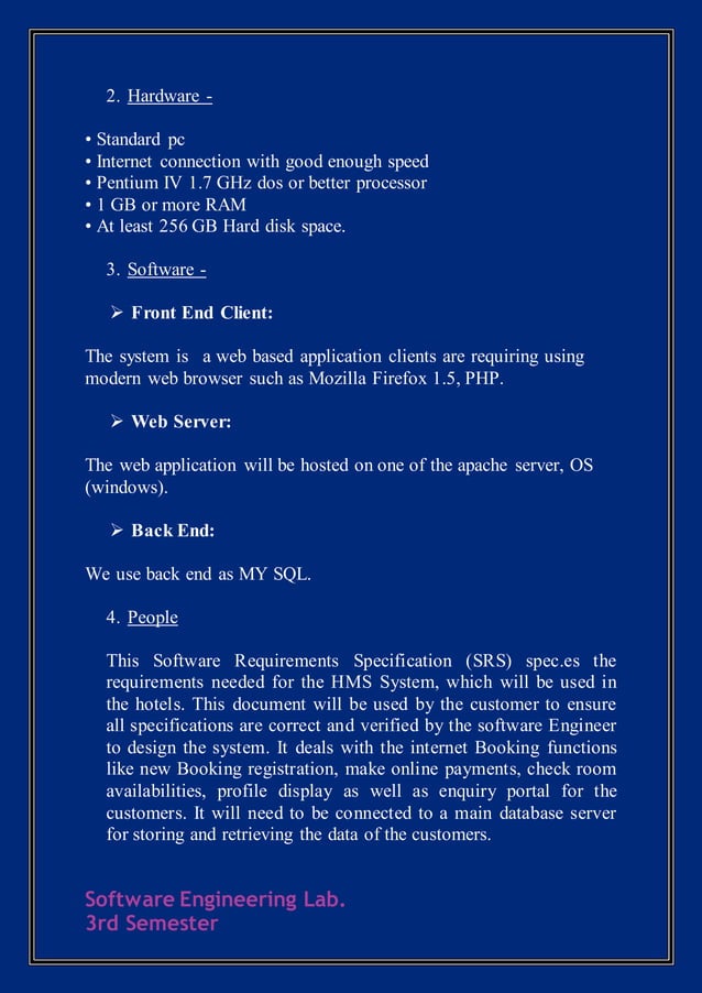 Software Requirement Specification Of Hotel Management System | DOCX | Operating Systems ...