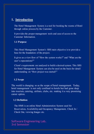 Software Requirement Specification Of Hotel Management System | DOCX