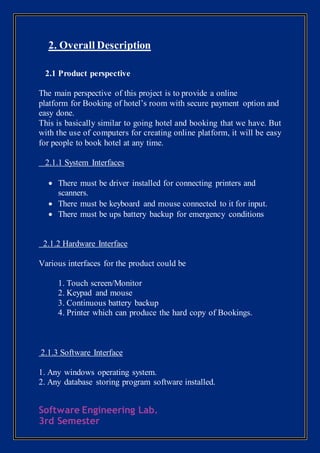 Software Requirement Specification Of Hotel Management System | DOCX