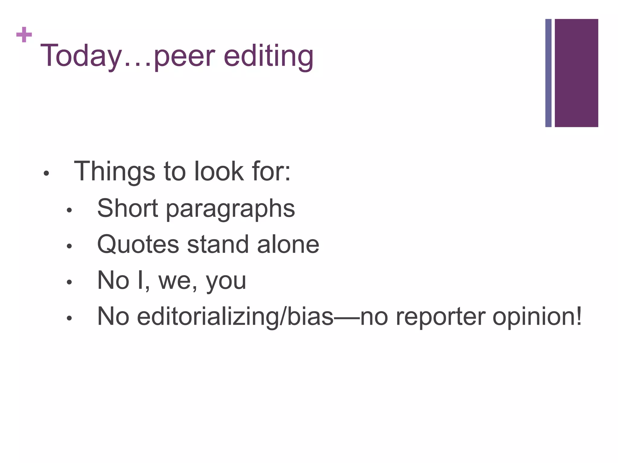 News story peer editing | PPTX | Education