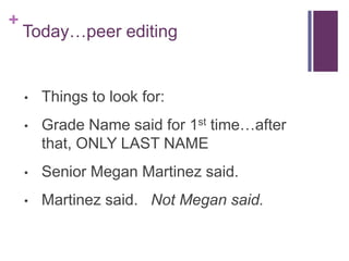 News story peer editing | PPTX | Education