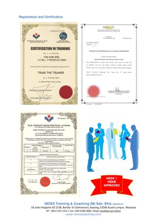 News training & coaching (m) sdn bhd profile | PDF