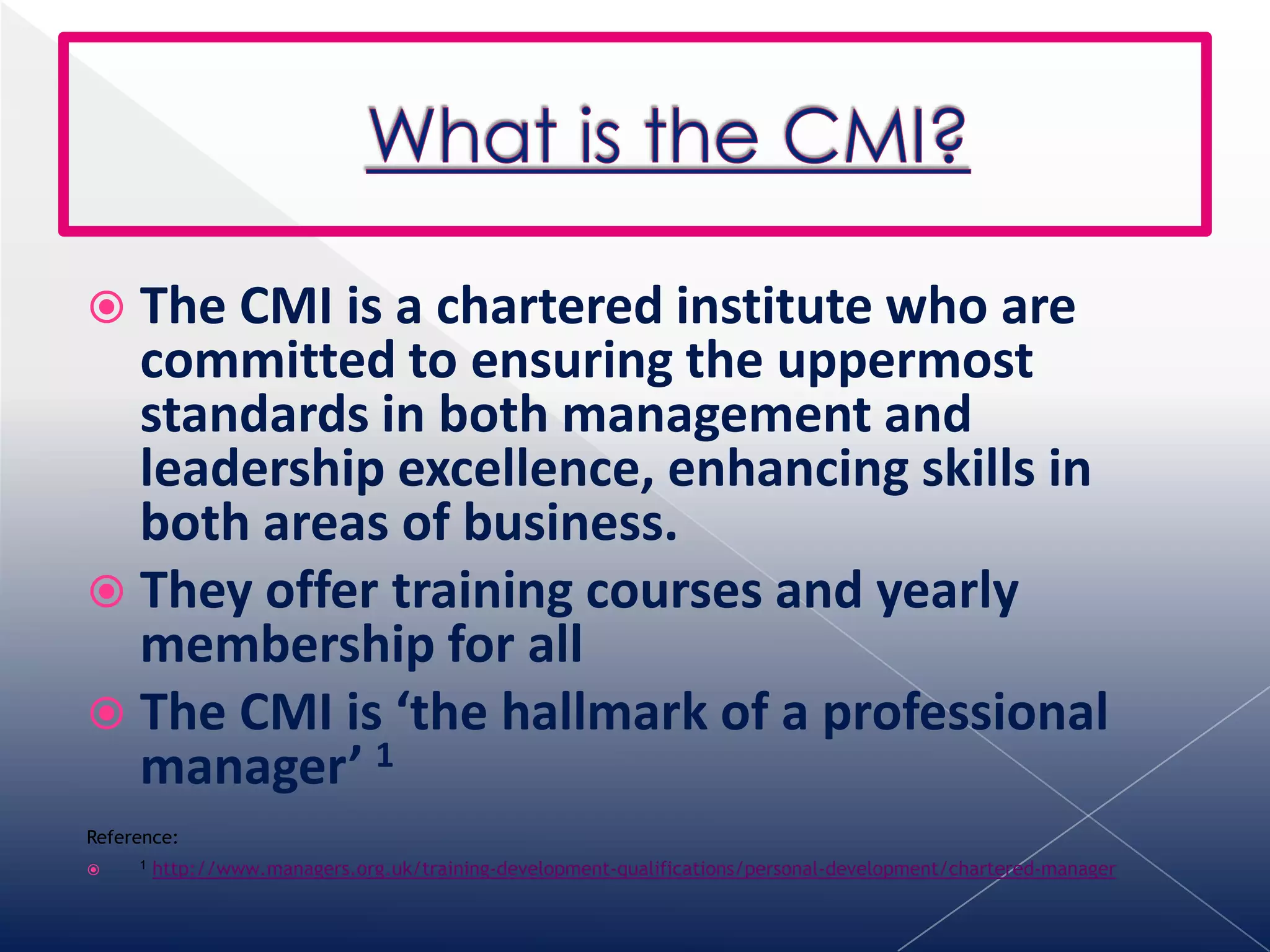 Chartered Management Institute: Student Chapter Presentation | PPTX