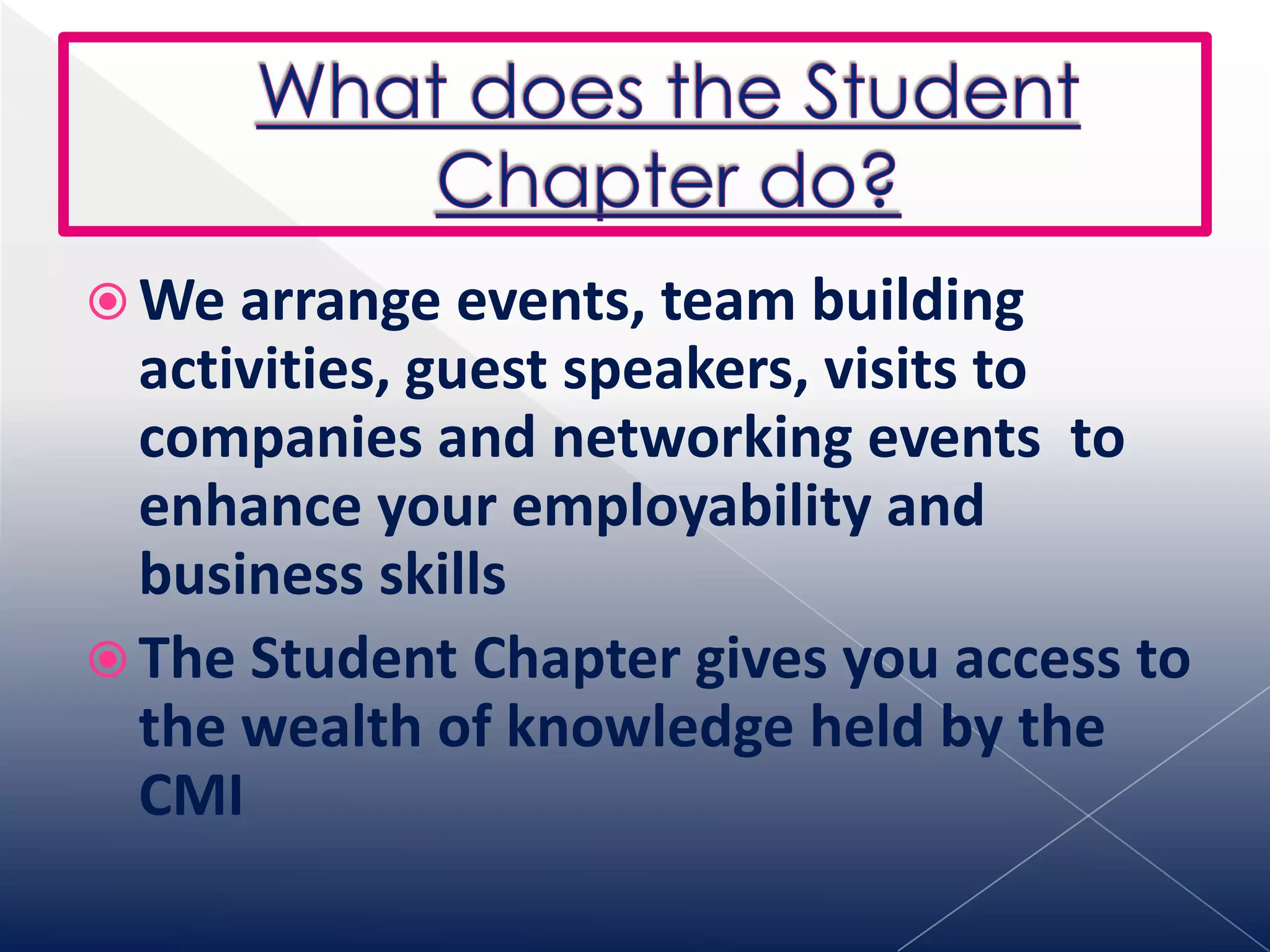 Chartered Management Institute: Student Chapter Presentation | PPTX