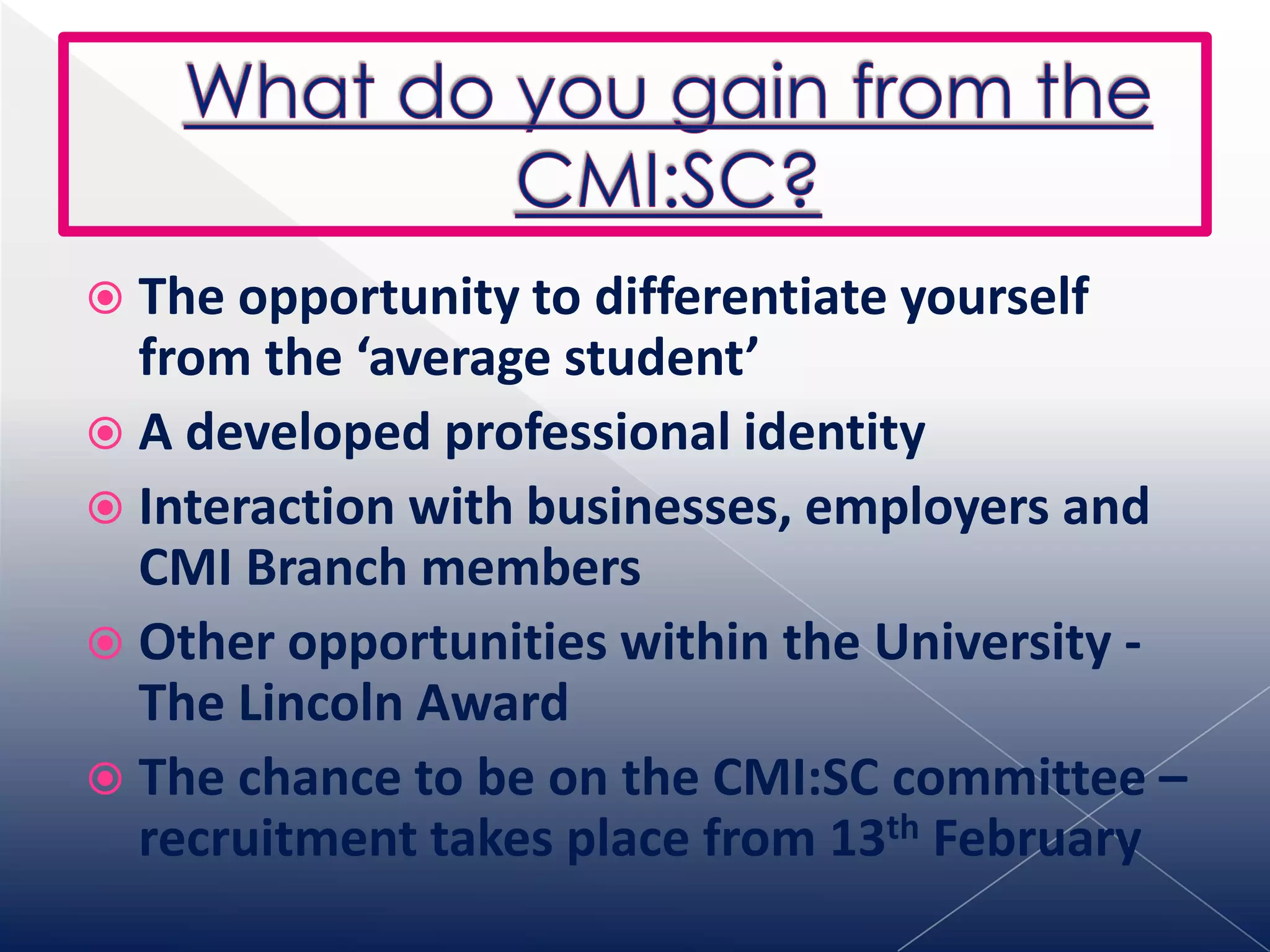 Chartered Management Institute: Student Chapter Presentation | PPTX