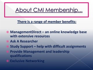 Chartered Management Institute: Student Chapter Presentation | PPTX