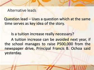 NEWSWRITING - CAMPUS JOURNALISM 101 FOR LEARNERS | PPTX
