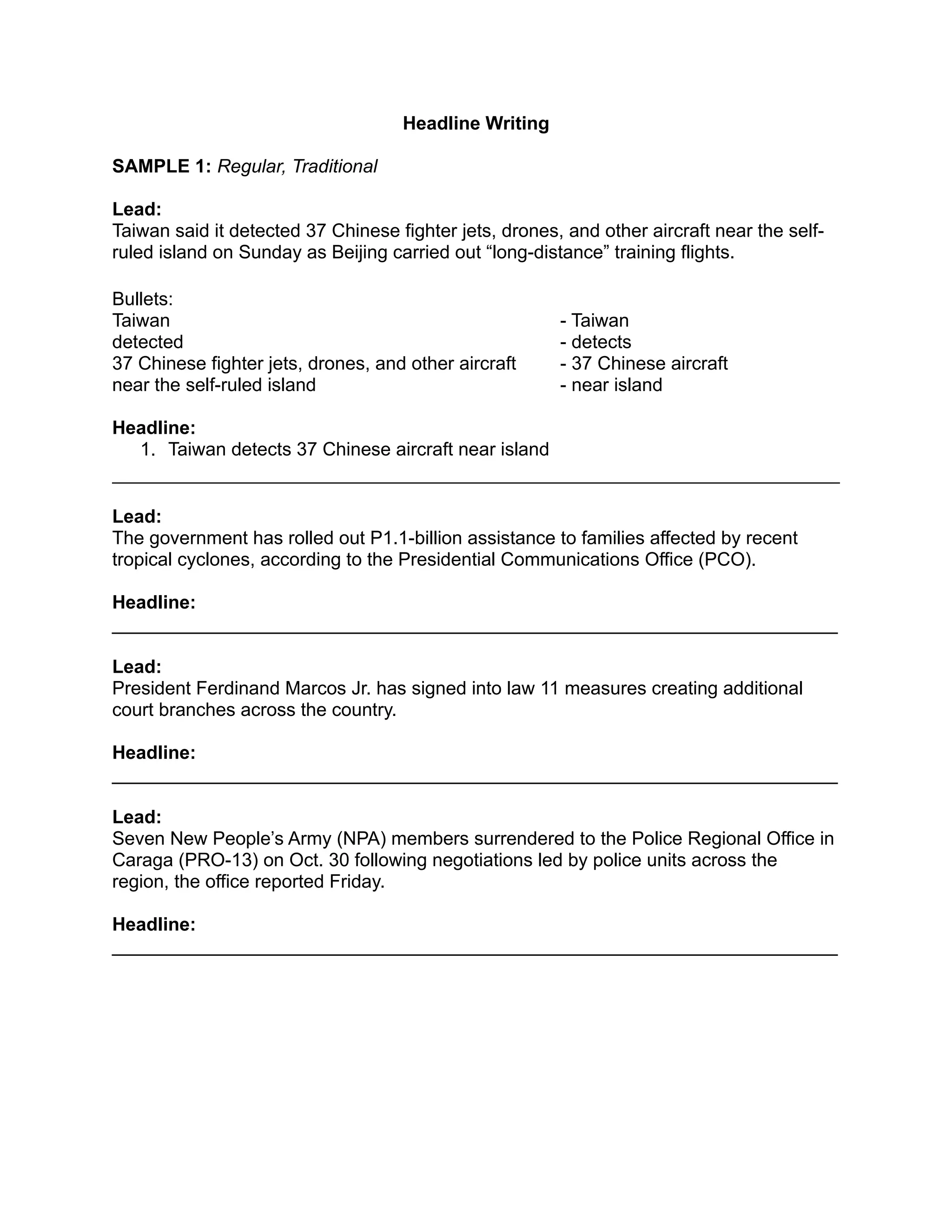 News Writing Activity Sheet/Worksheet for Student Journalists | PDF