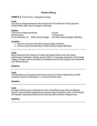 News Writing Activity Sheet/Worksheet for Student Journalists | DOCX