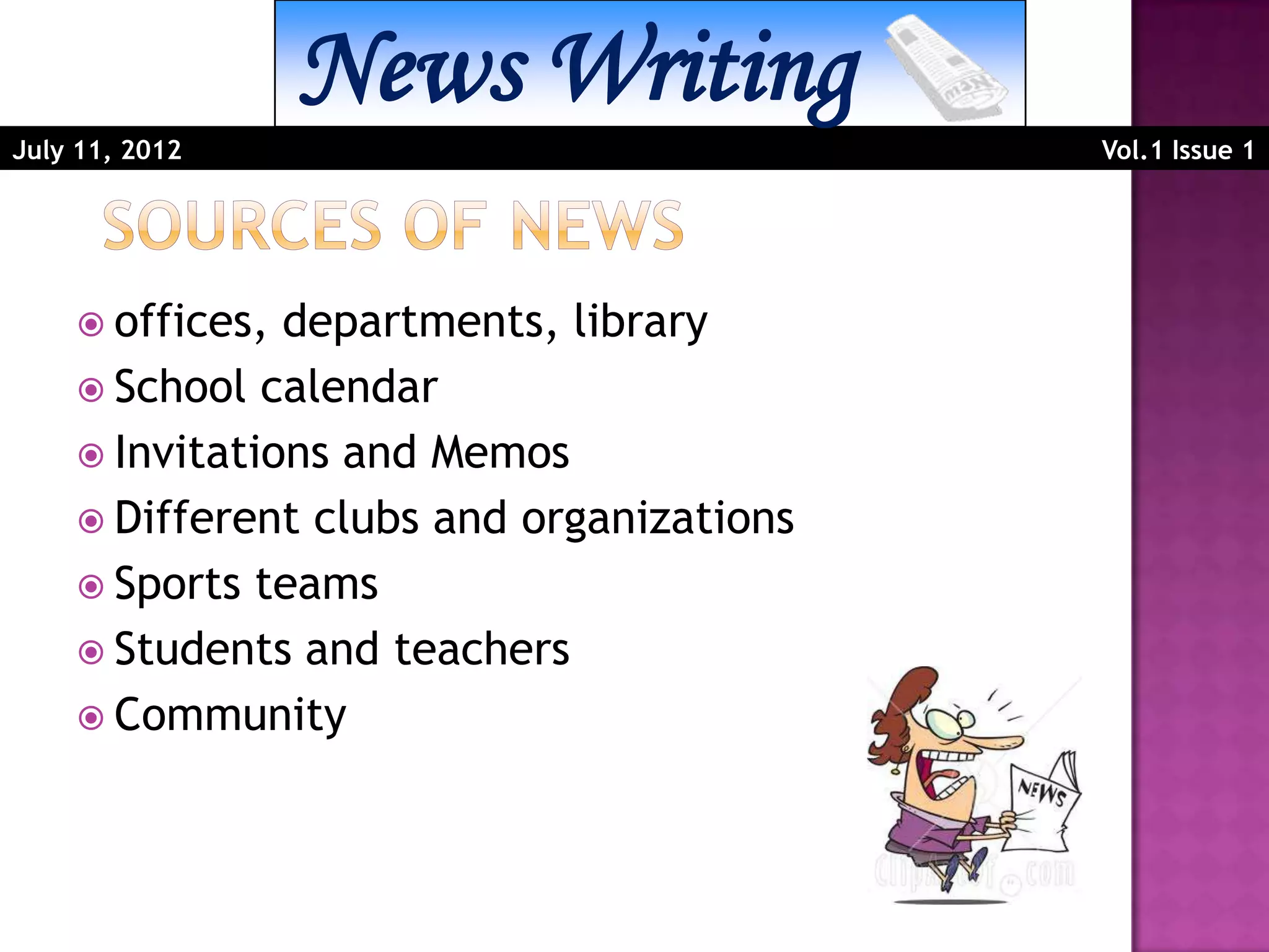 News writing bcis campus journalism training-workshop 2012 | PPSX