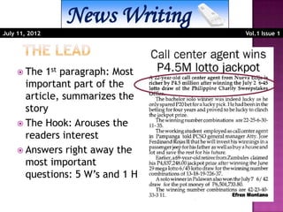 News writing bcis campus journalism training-workshop 2012 | PPSX